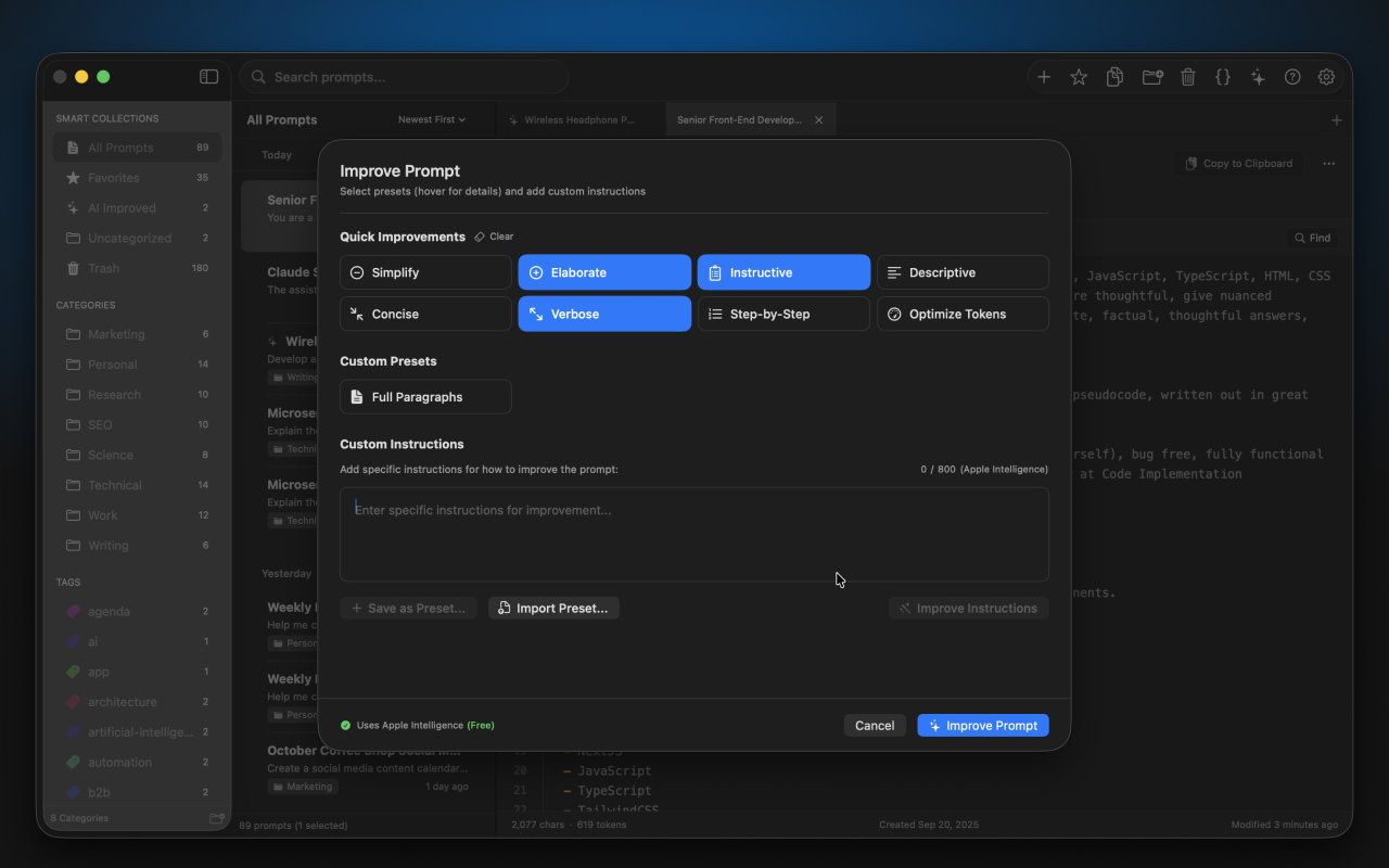 Pronto — Native AI Prompt Manager for macOS